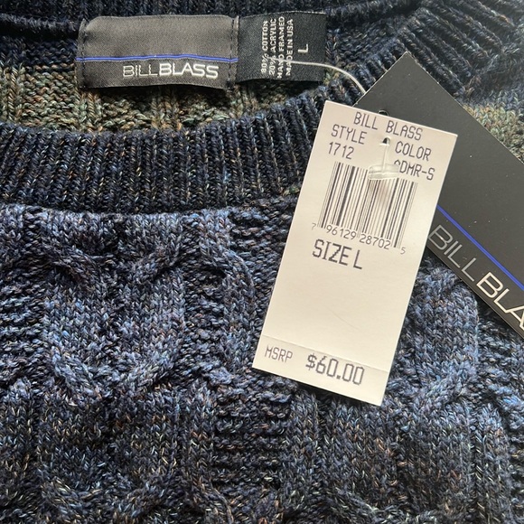 bill blass | Sweaters | Mens Bill Blass Bluegreen Striped Cable Knit ...